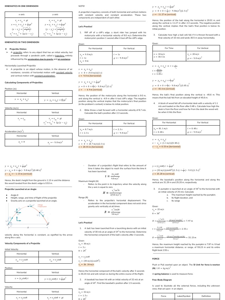 Physics-2nd-Grading-Notes - GRADE 12 | PDF | Force | Projectiles