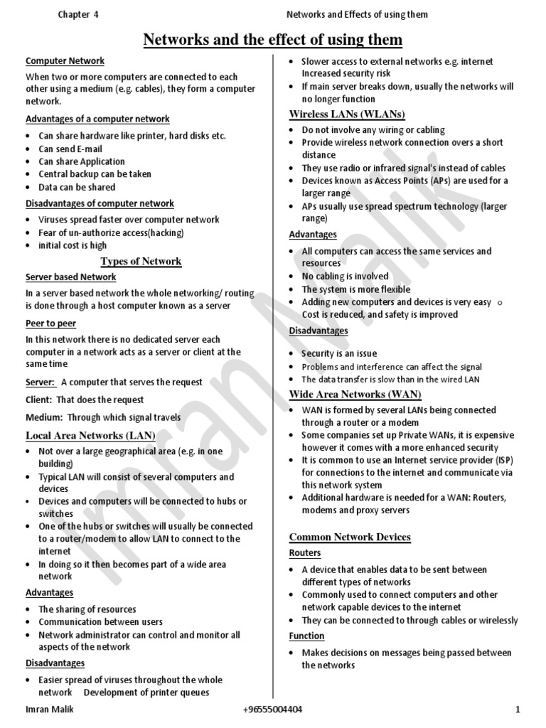 CH 4 Networks and Effects of Using Them | PDF | Computer Network | World Wide Web