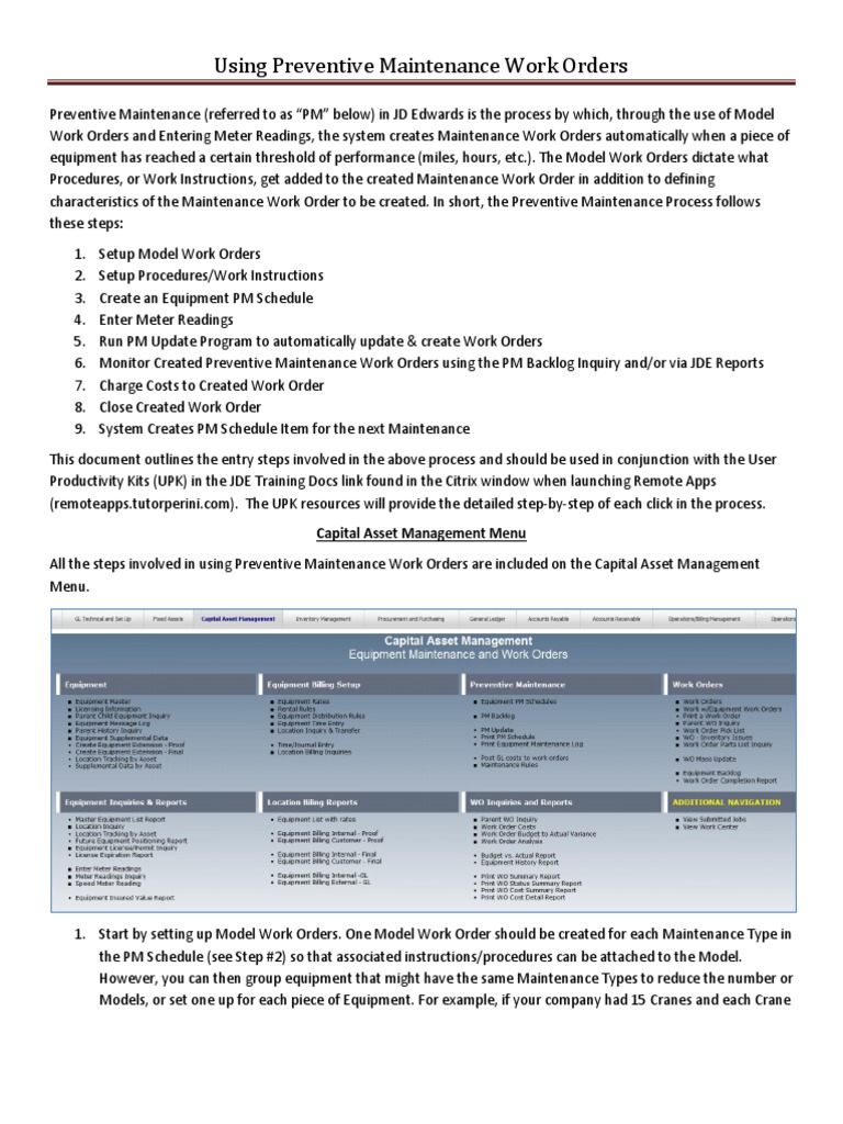 JD Edwards Preventive Maintenance Guide | PDF | Computer Engineering ...