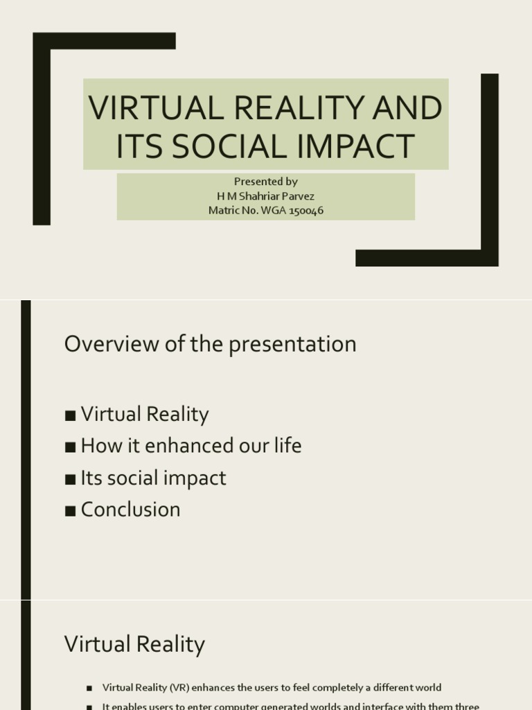Social Impact of Virtual Reality | PDF | Computers
