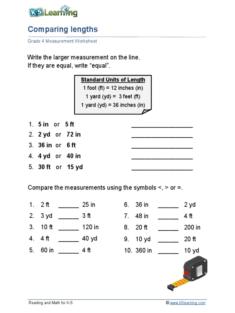 Grade 4 Compare Lengths A | PDF