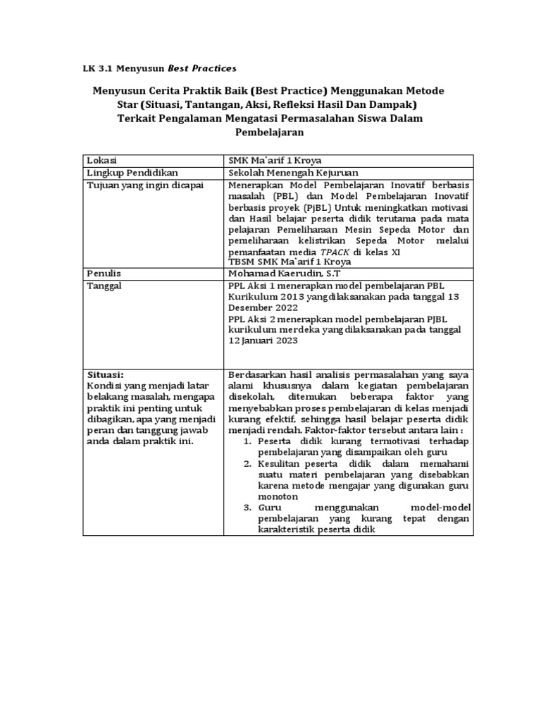 Best Practice PPG Dalam Jabatan Kategori 1 Gelombang 2 | PDF