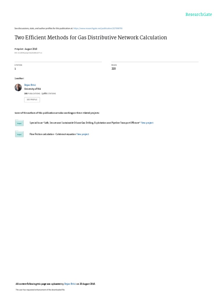 Two Efficient Methods For Gas Distributive Network | PDF | Fluid Dynamics | Gases