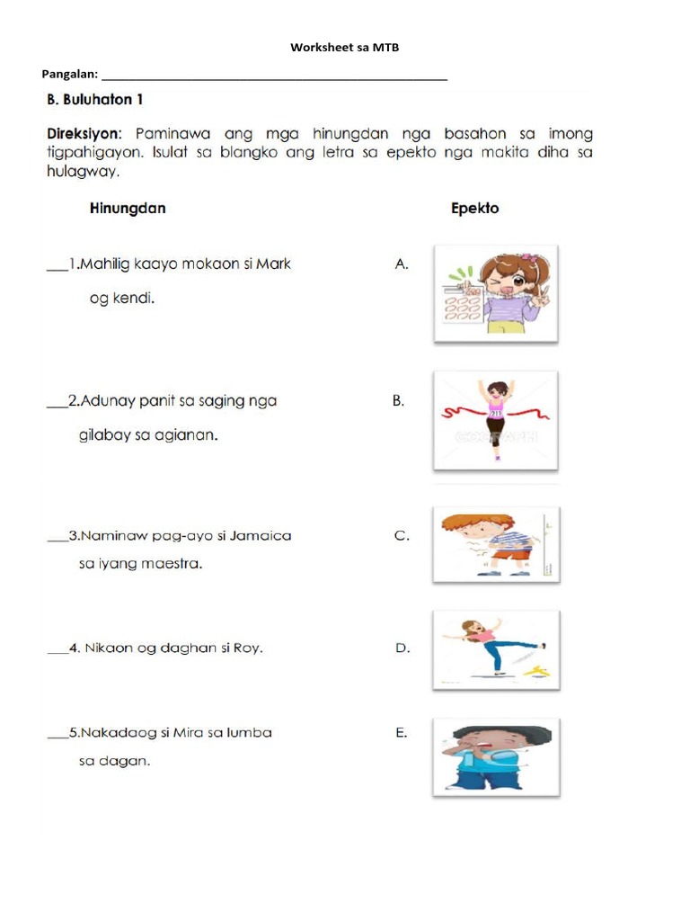 Worksheet Sa MTB | PDF