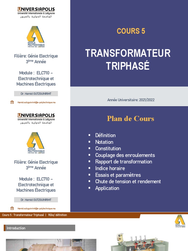 Transformateur Triphasé : Cours Complet | PDF | Technologie et ingénierie