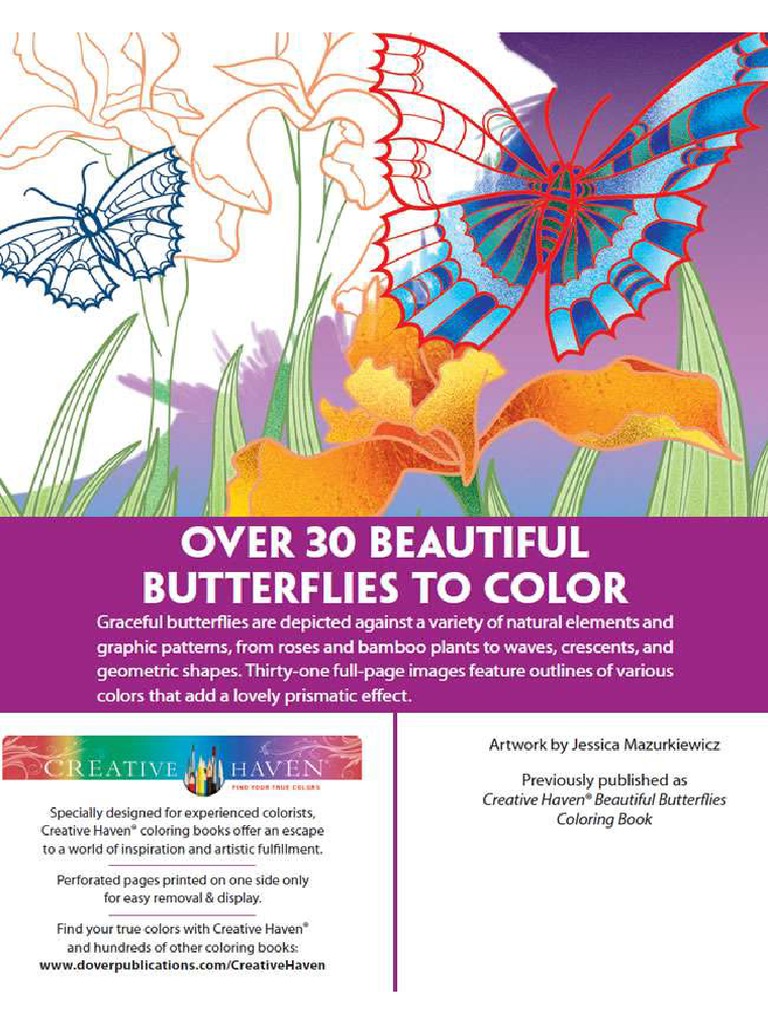 Creative Haven Beautiful Butterflies- Designs with a Splash of Color | PDF