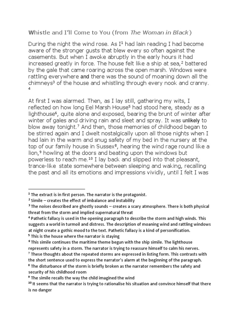 Analysis of "Whistle and I'll Come" | PDF | Thought | Narration