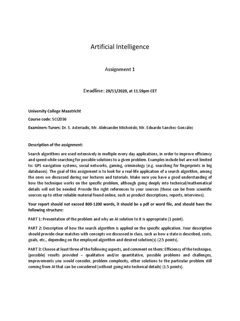 Assignment1 Search Problems | PDF | Artificial Intelligence | Intelligence (AI) & Semantics