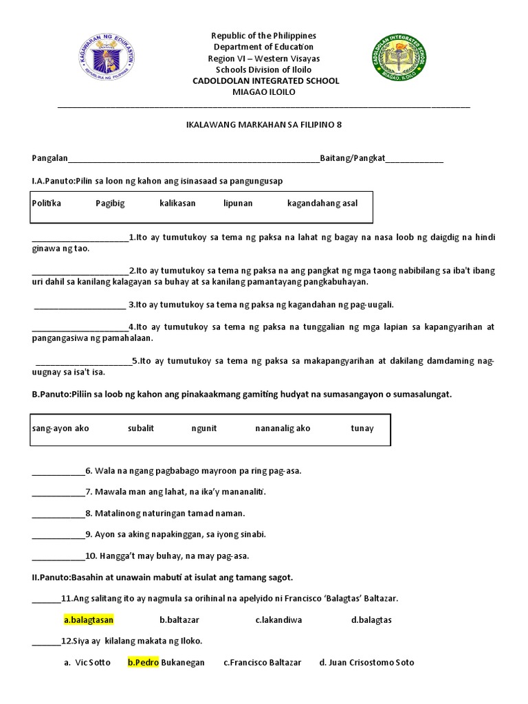 Filipino 8 2nd Quarter | PDF