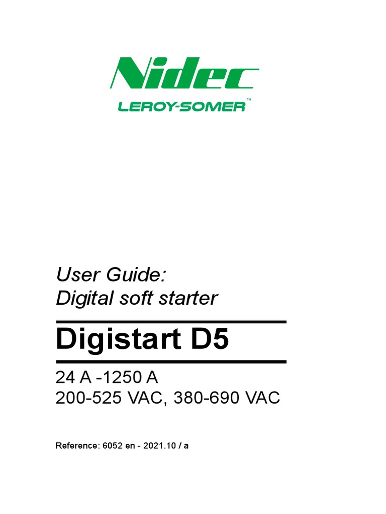 Digistart D5: User Guide: Digital Soft Starter | PDF | Power Supply | Electrical Engineering