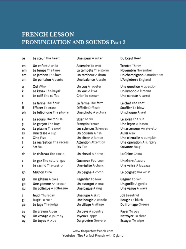 The Perfect French - Pronunciation and Sounds Part 2 | PDF