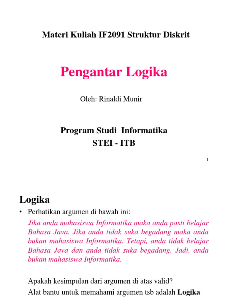Pengantar Logika (2014) | PDF | Metode & Bahan Ajar