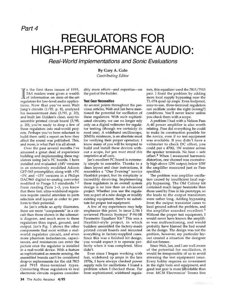 Regs For High Perf Audio 4 | PDF | Transformer | Amplifier