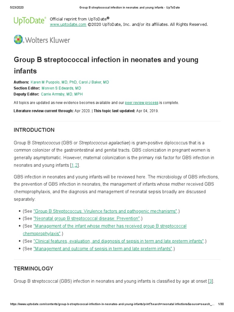 Group B Streptococcal Infection in Neonates and Young Infants ...