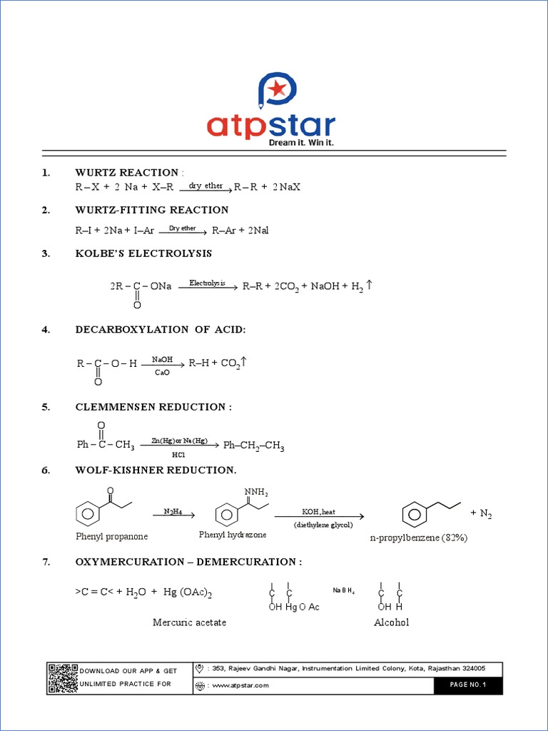 Important Name Reactions by Vineet Khatri Sir | PDF | Chemical ...