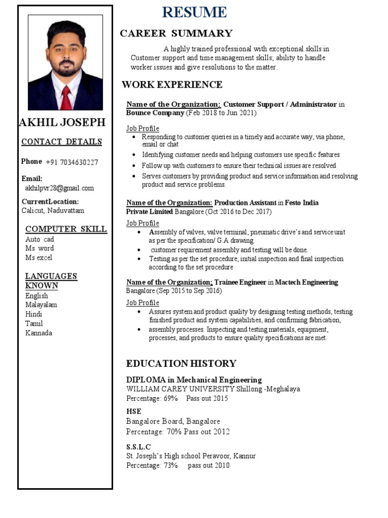 Akhil Joseph: Career Summary | PDF
