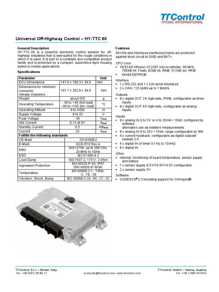 TTControl TTC - 60 Datasheet | PDF | Microcontroller | Computer Science