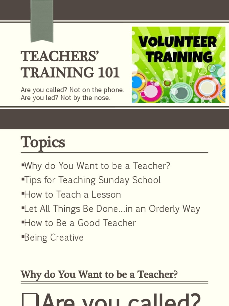 Teachers' Training 101 | PDF | Bible