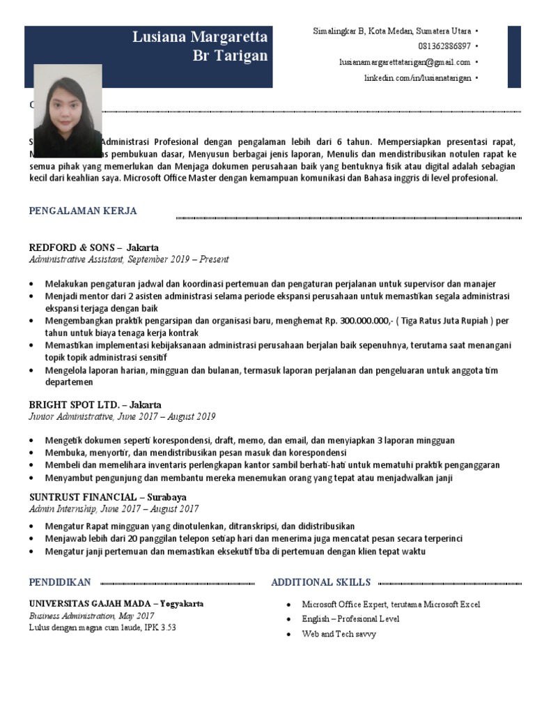 CV Sample - ATS Friendly - Bahasa | PDF
