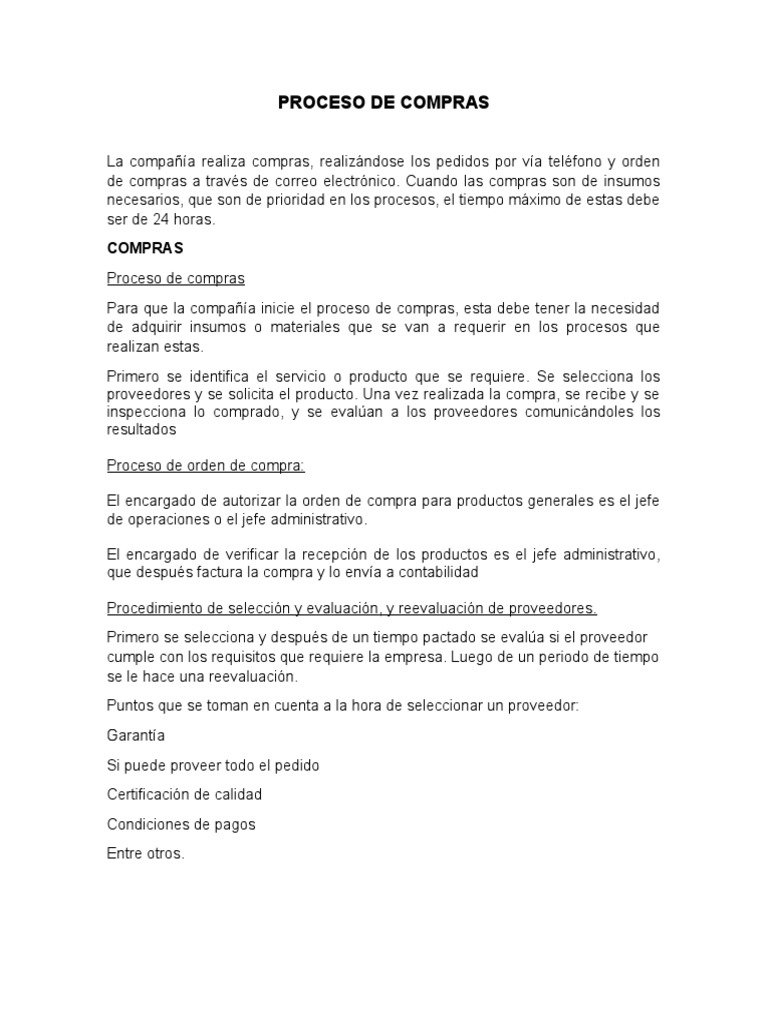 PROCESO DE COMPRAS | PDF