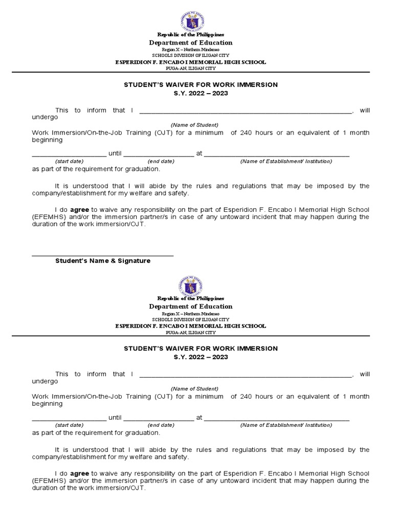 Student Waiver | PDF | Cognition | Behavior Modification