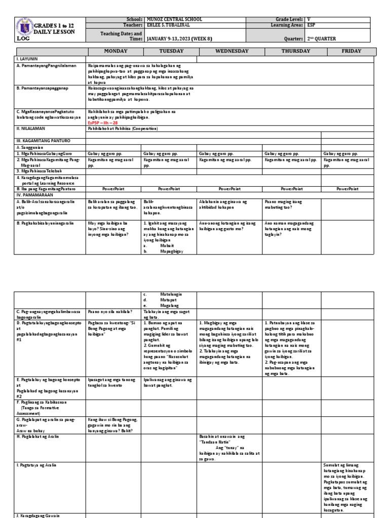 DLL - Esp 5 - Q2 - W8 | PDF