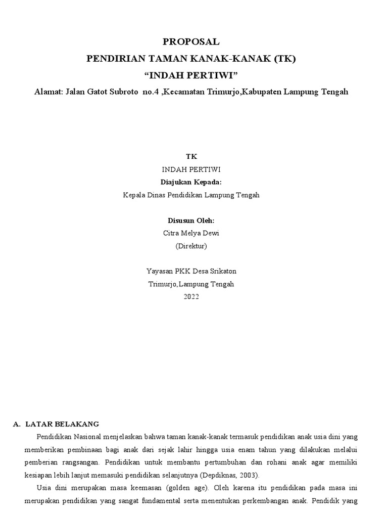 Proposal-Pendirian-Paud Nurmei | PDF