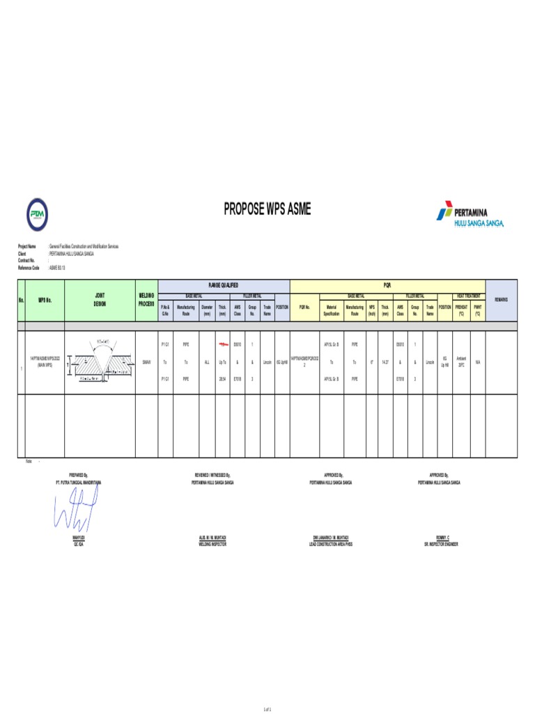 Pengajuan Wps ASME | PDF | Pipe (Fluid Conveyance) | Welding
