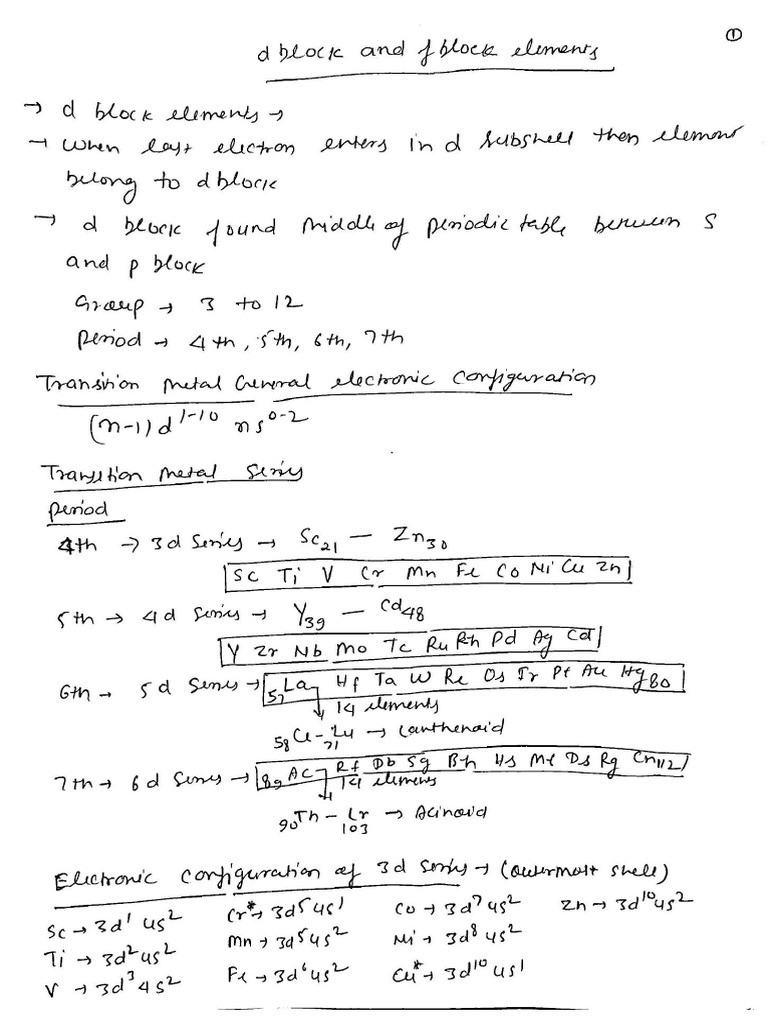 D And F Block Elements Pdf