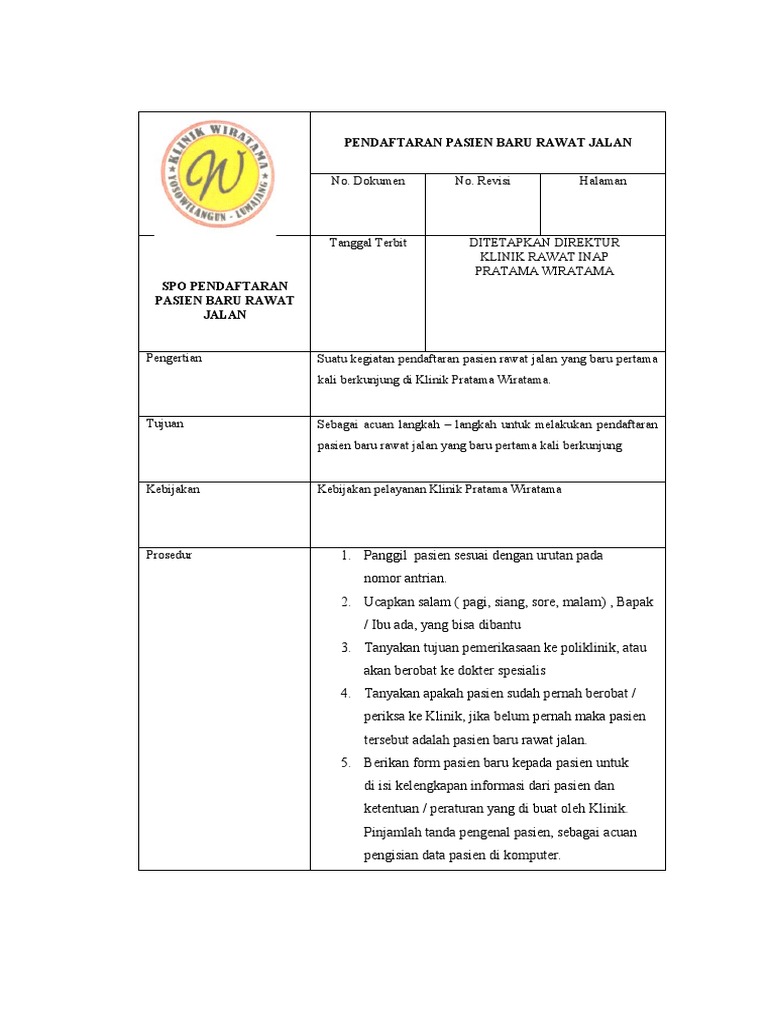 Prosedur Pendaftaran Pasien Baru | PDF | Sains & Matematika