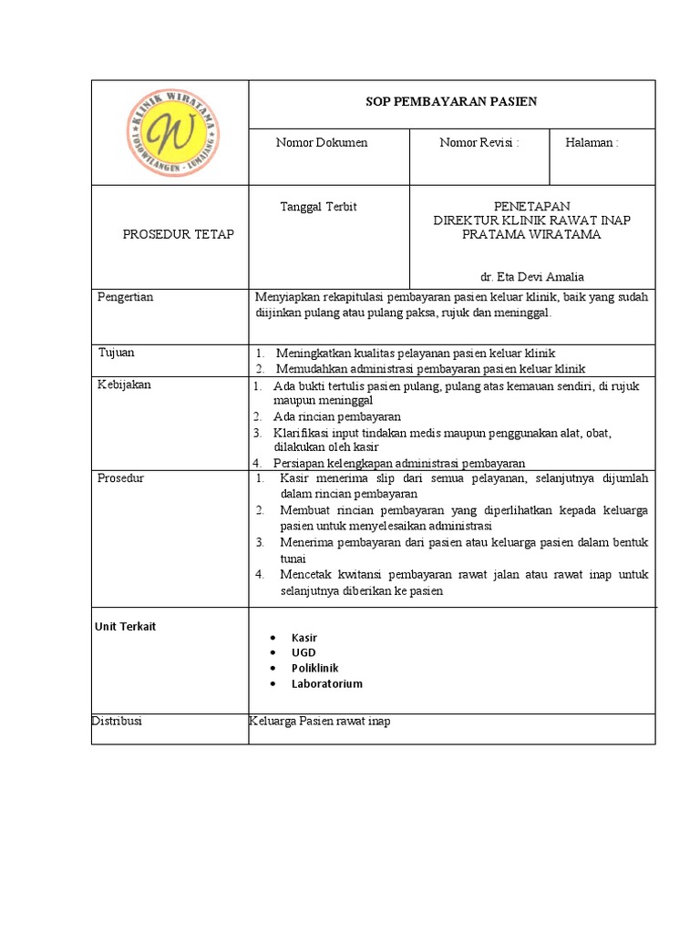 Sop Pembayaran Pasien | PDF