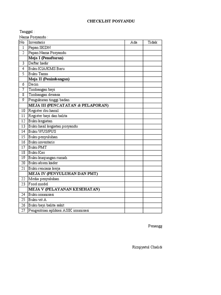 Checklist Baru | PDF
