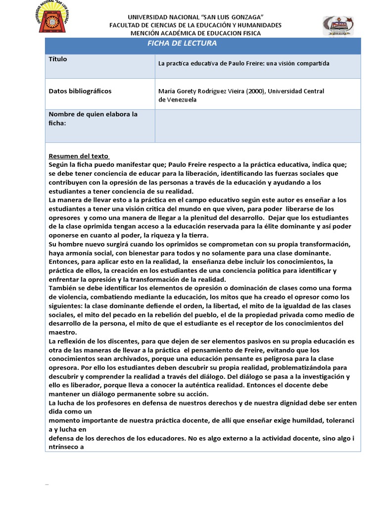 Ficha de Lectura-Resuelta | PDF | Maestros