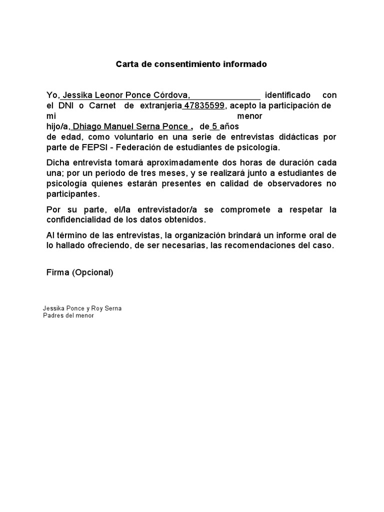 Consentimiento Informado Para Ninos y Adolescentes-convertido | PDF