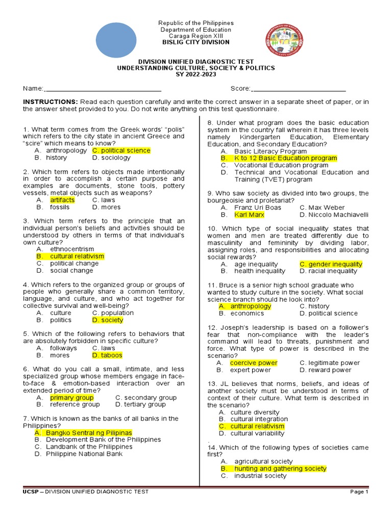 Ucsp 1 | PDF | Society | Power (Social And Political)