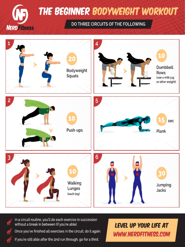 Beginner Bodyweight Workout Infographic | PDF