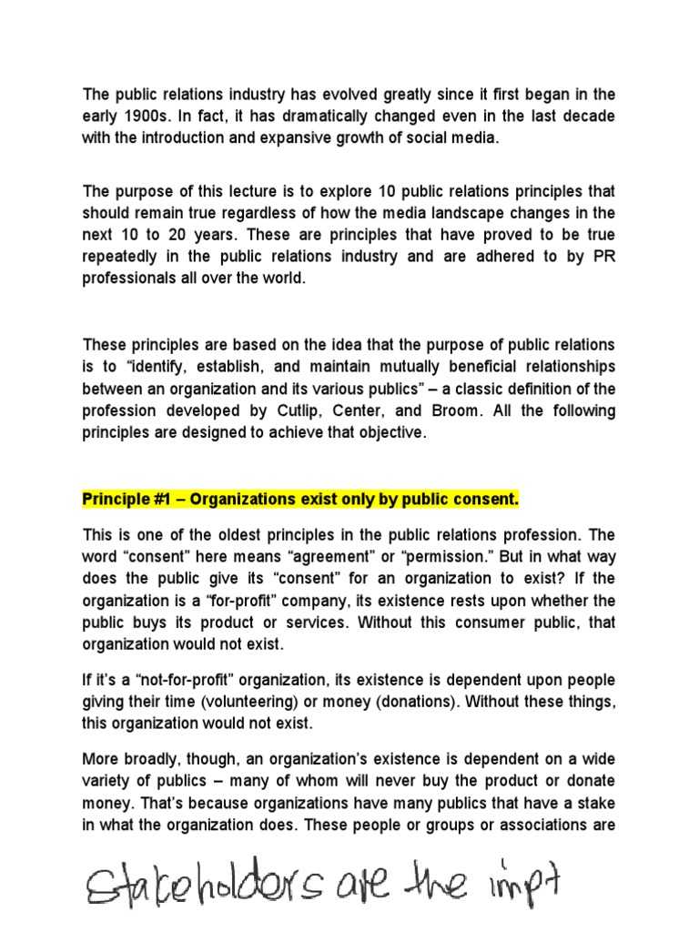 The 10 Foundational Principles of Public Relations | PDF | Public ...