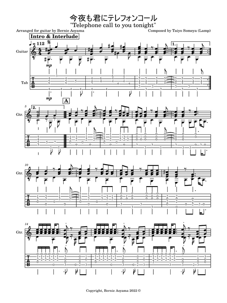 Lamp Guitar Fingerstyle Sheet Music | PDF