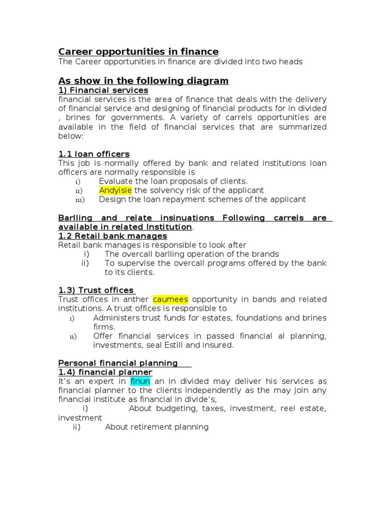 Career Opportunities in Finance: An Overview of Opportunities in ...