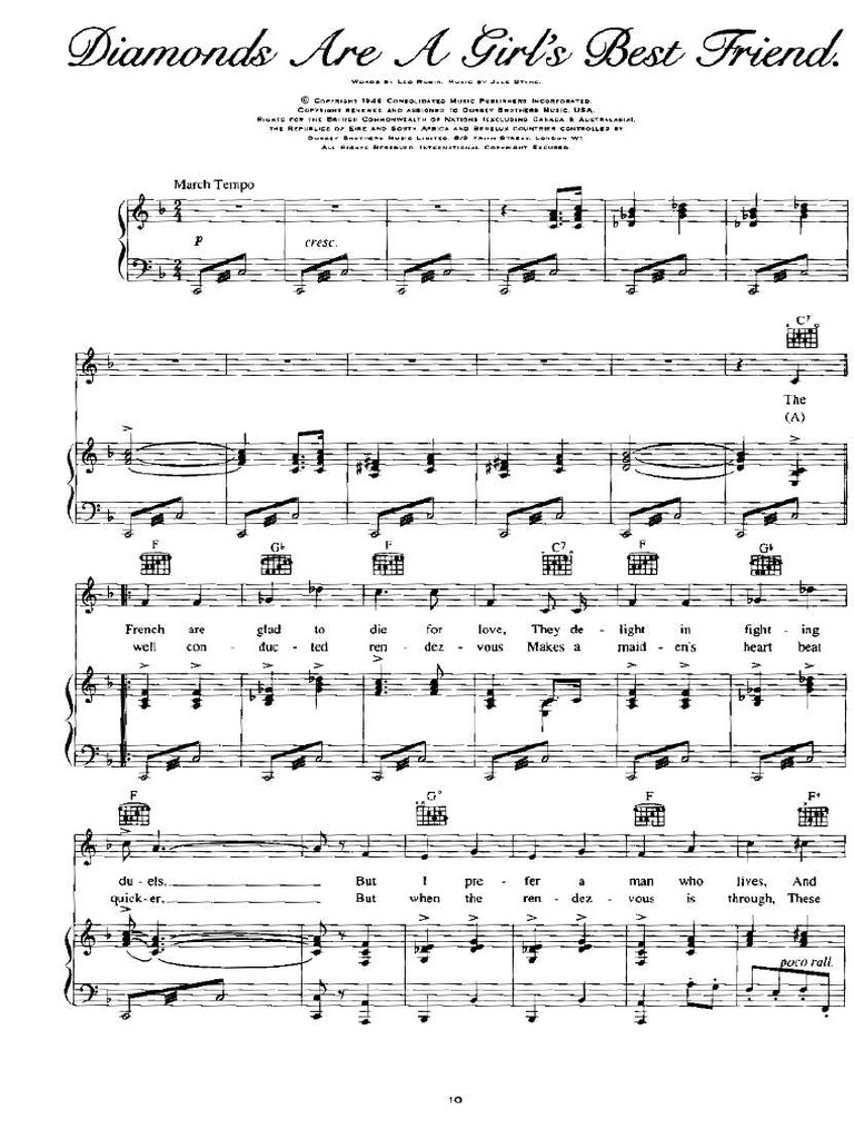 ноты Marilyn Monroe - Diamonds are a girls best friend | PDF