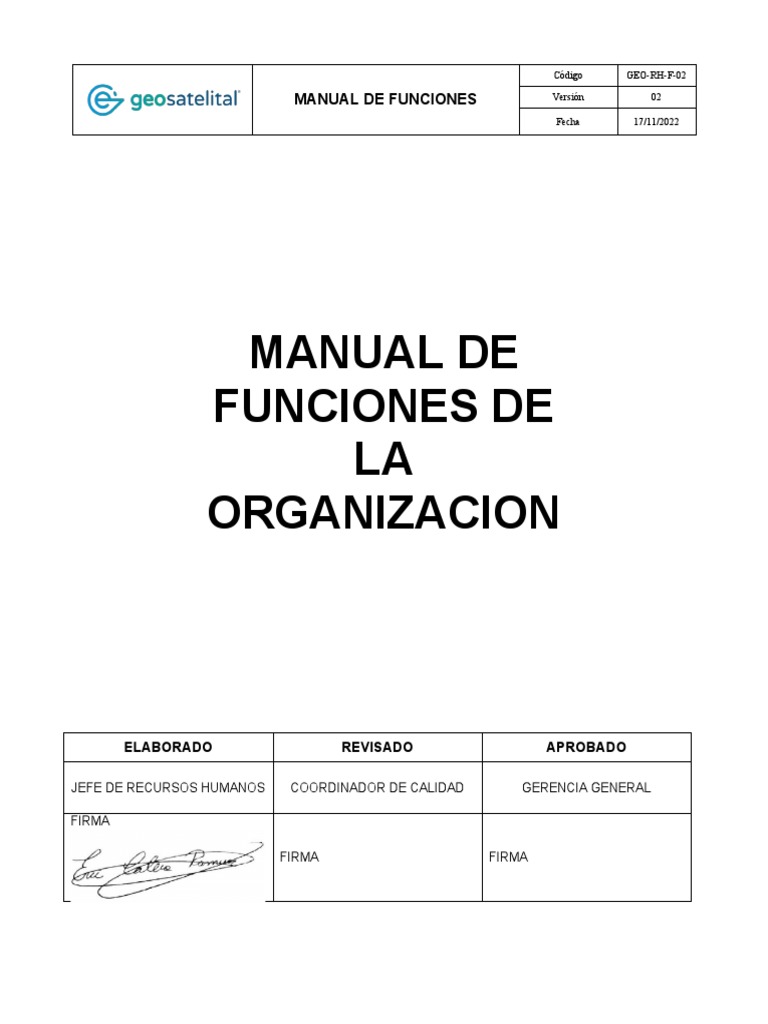 GEP-RH-F-02 Perfil de Puesto y Funciones v.02 2023 | PDF | Gestión de recursos humanos | Sistema ...