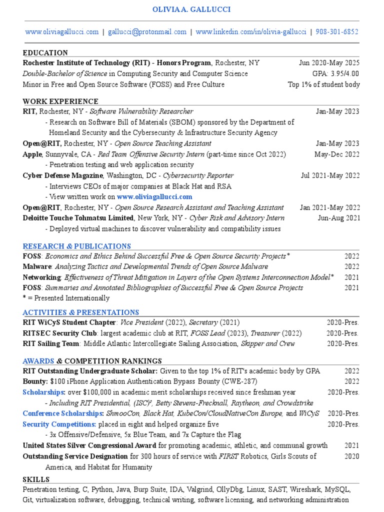Gallucci Olivia Resume PDF | PDF | Security | Computer Security