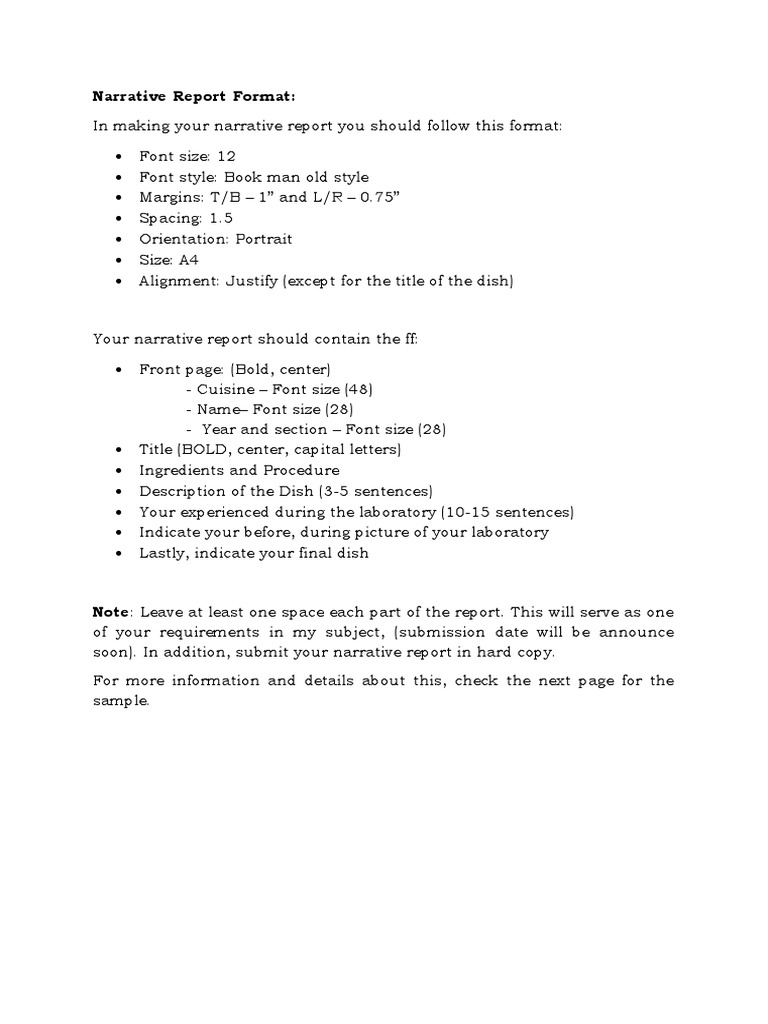 Narrative Report Format | PDF | Risk | Food And Drink