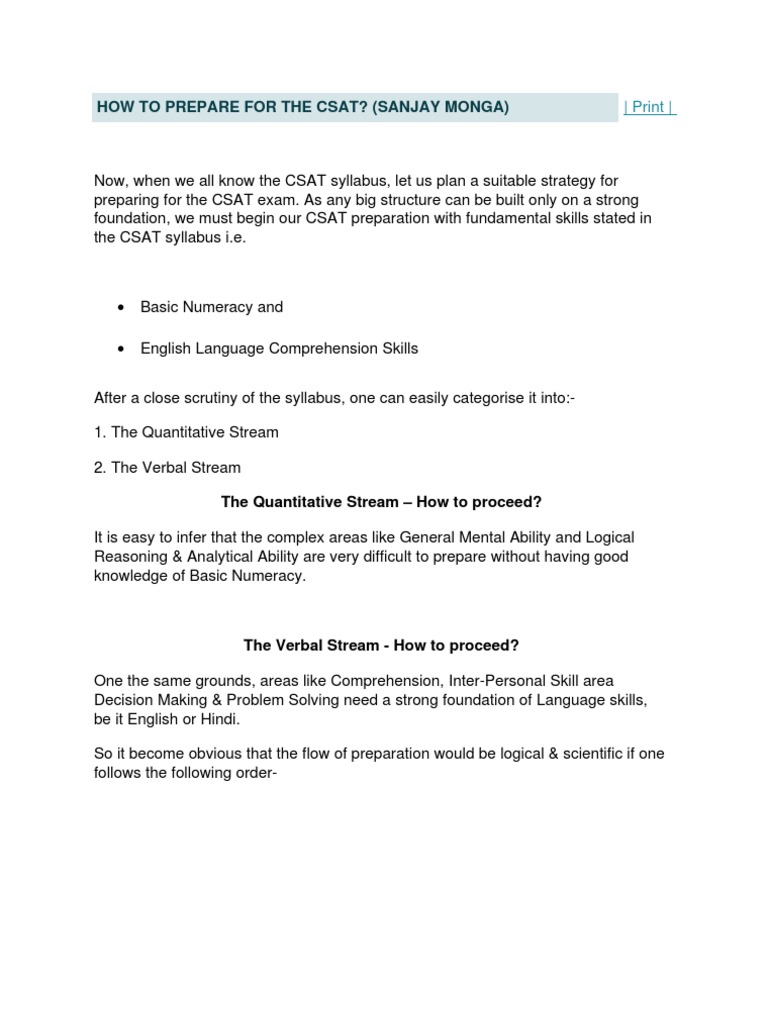 How To Prepare For The CSAT | PDF