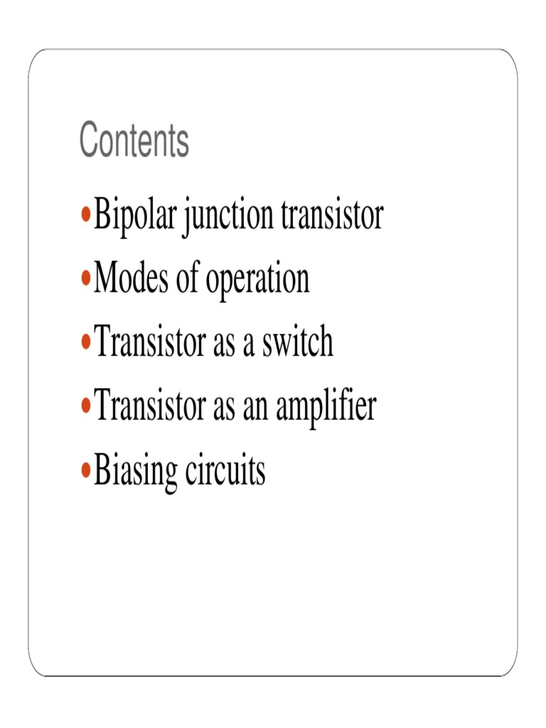 Bipolar Junction Transistor Modes of Operation Transistor As A Switch Transistor As An Amplifier ...