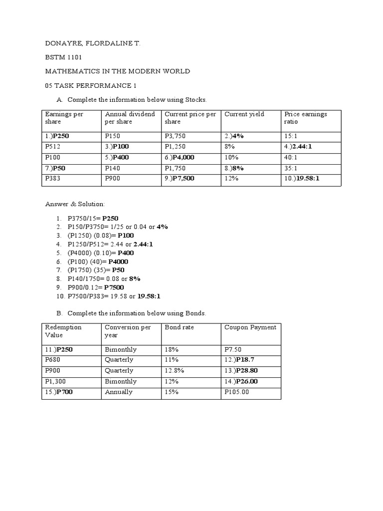 05 Task Performance 1 - Donayre BSTM 1101 | PDF