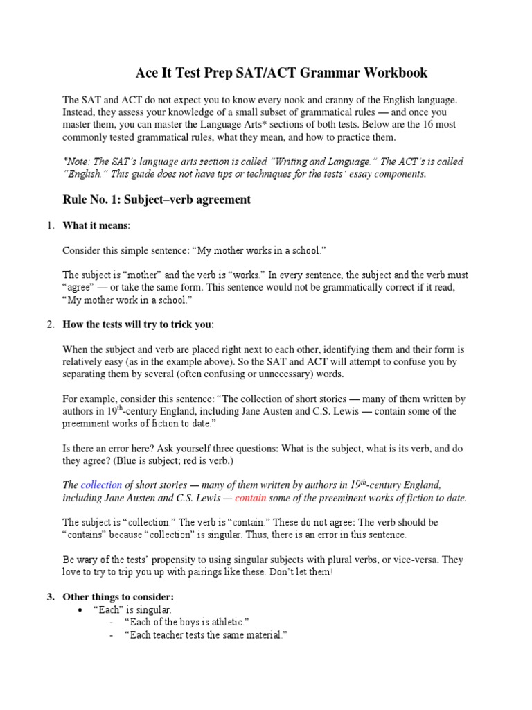 SAT/ACT Grammar Rules Guide | PDF | Adverb | Semantic Units