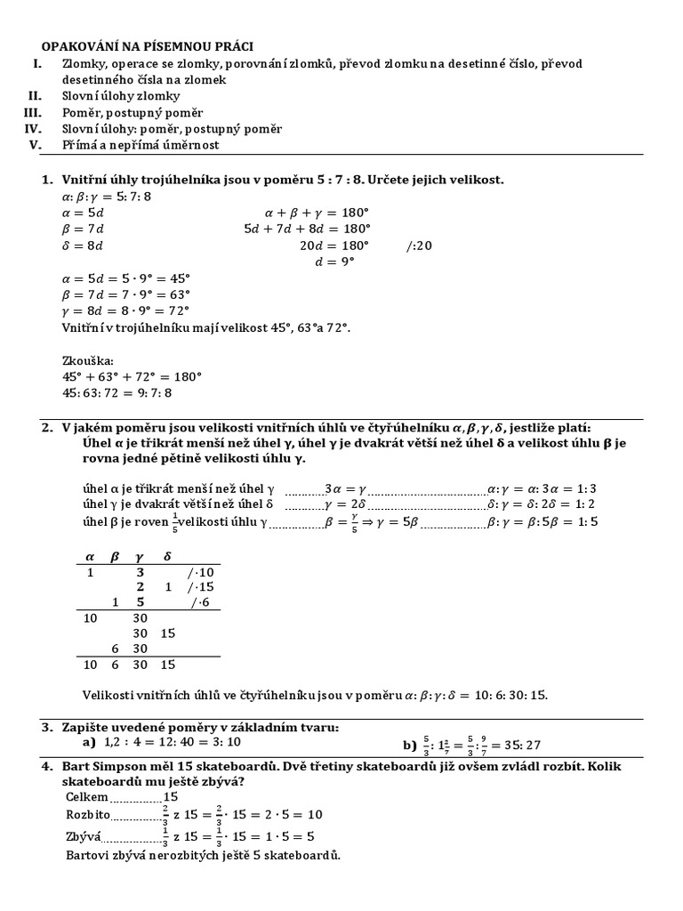 M1 RESENI Opakovani Na Pisemnou Praci | PDF