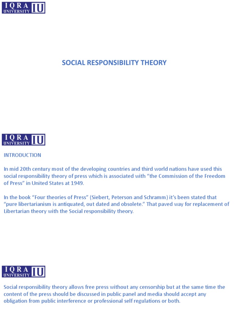 Social Responsibility Theory | PDF | Journalism | News