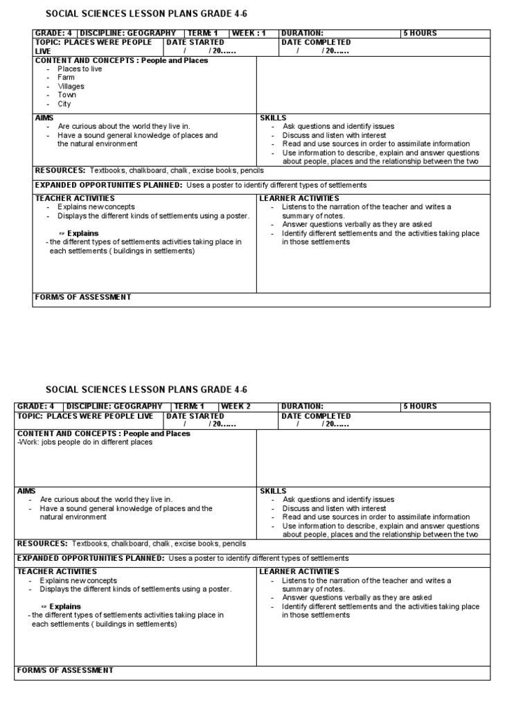 Social Science Lesson Plans | Download Free PDF | Lesson Plan | Learning